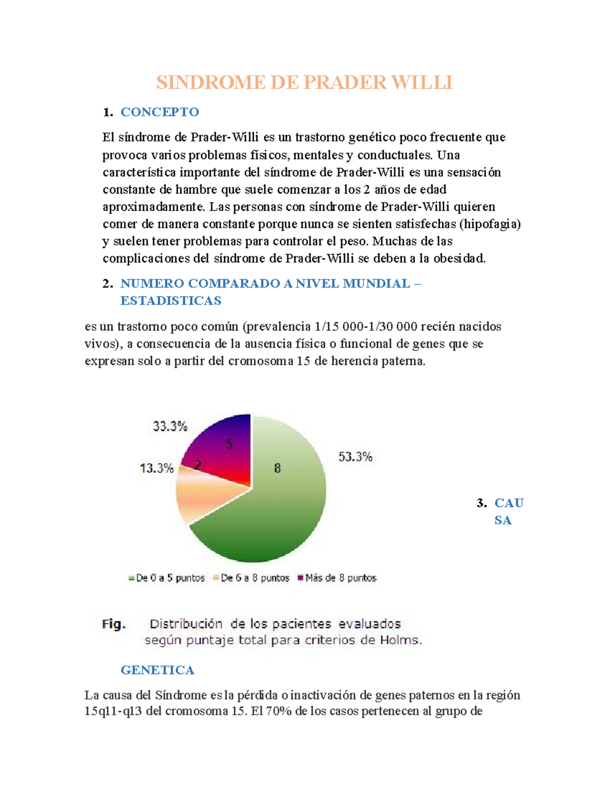 Sindrome DE Prader Willi - SINDROME DE PRADER WILLI 1. CONCEPTO El ...