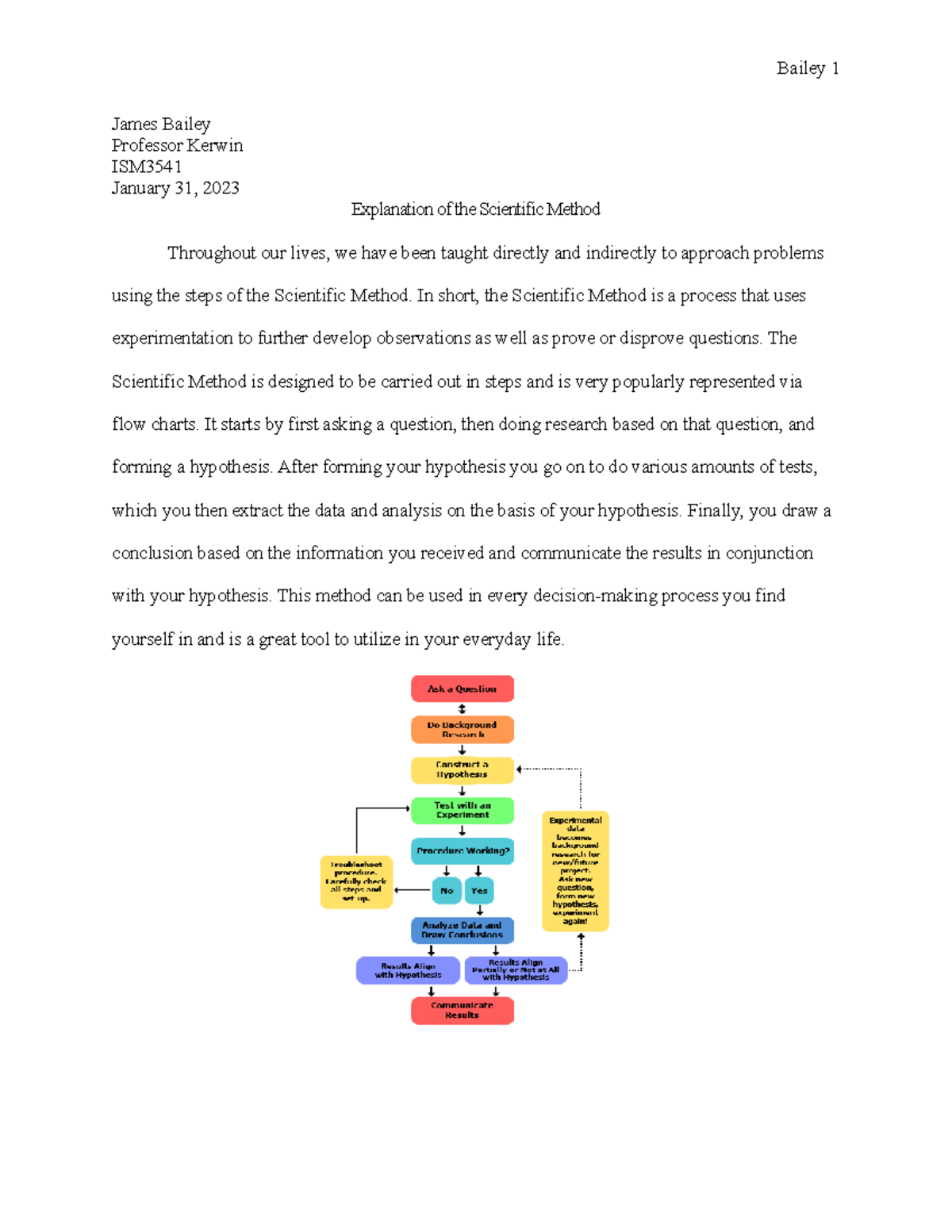 Explaination of the Scientific Method - Bailey 1 James Bailey Professor ...