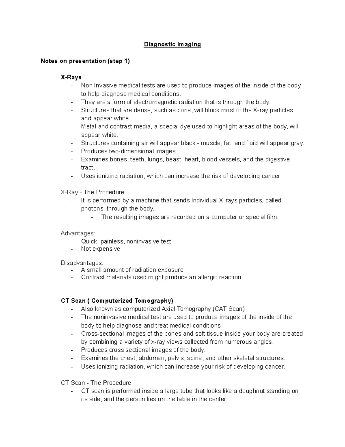 Diagnostic Imaging - Diagnostic Imaging Notes on presentation (step 1 ...