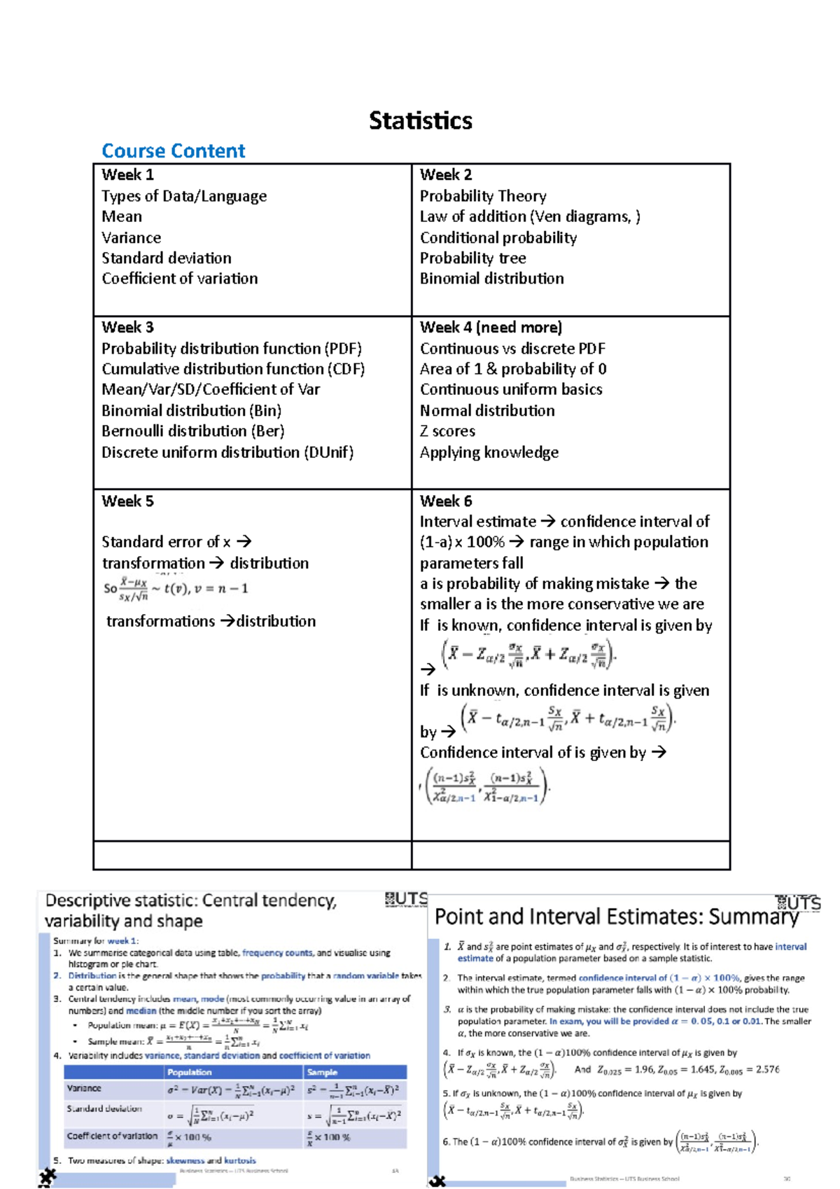 Statistics Notes - N/A - Statistics Course Content Week 1 Types of Data ...