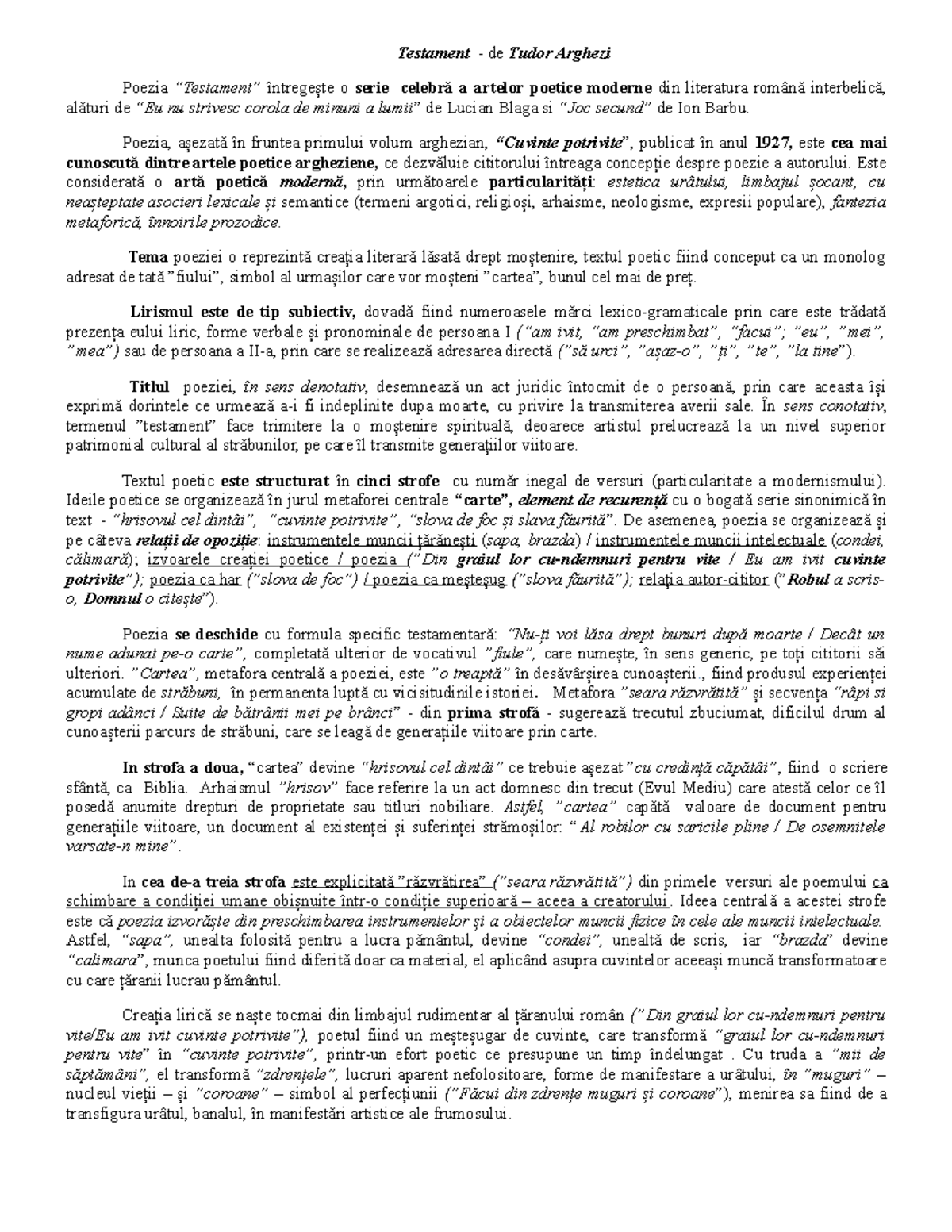 Testament - Varianta MAI ScurtĂ ȘI MAI UȘOARĂ - Testament - de Tudor ...
