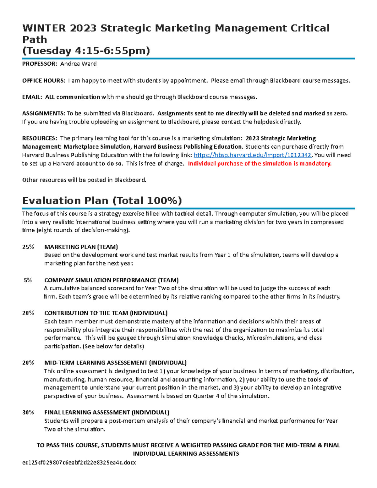 MKTG5510 OGA Critical Path - WINTER 2023 Strategic Marketing Management ...