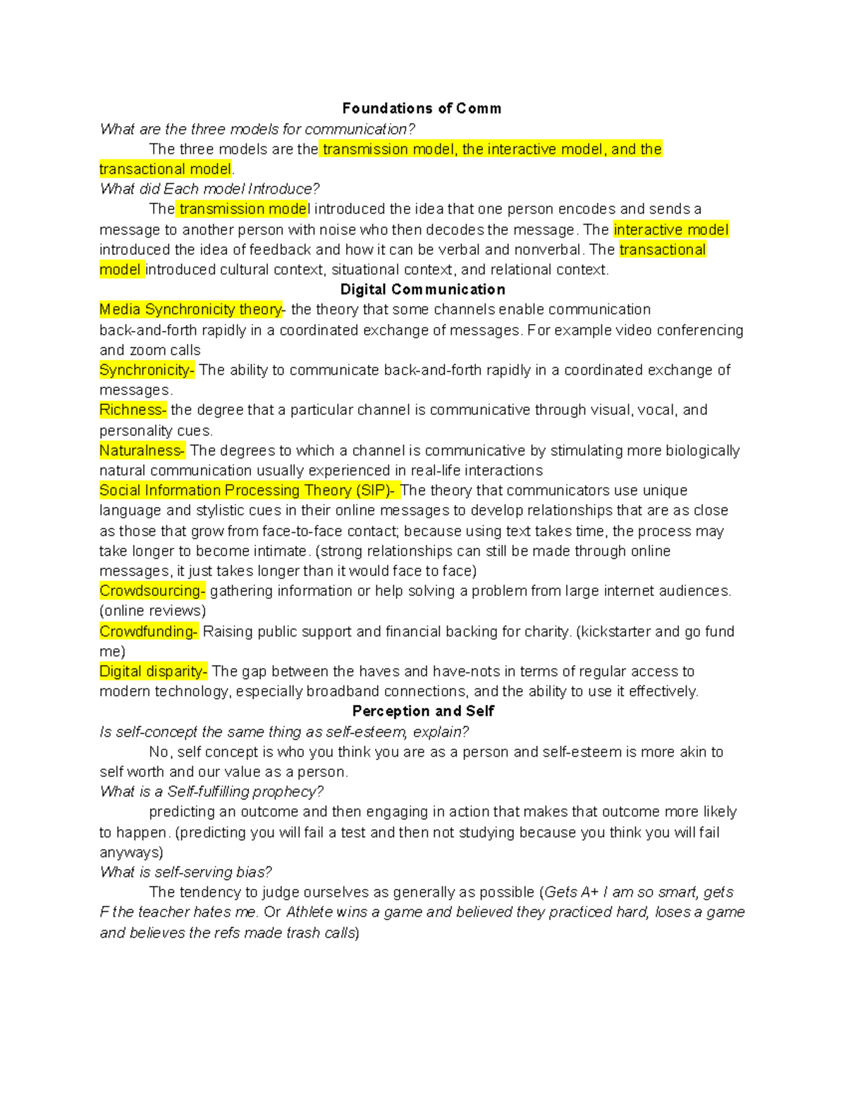 HCOM Exam #1 Review - Study notes - Foundations of Comm What are the ...