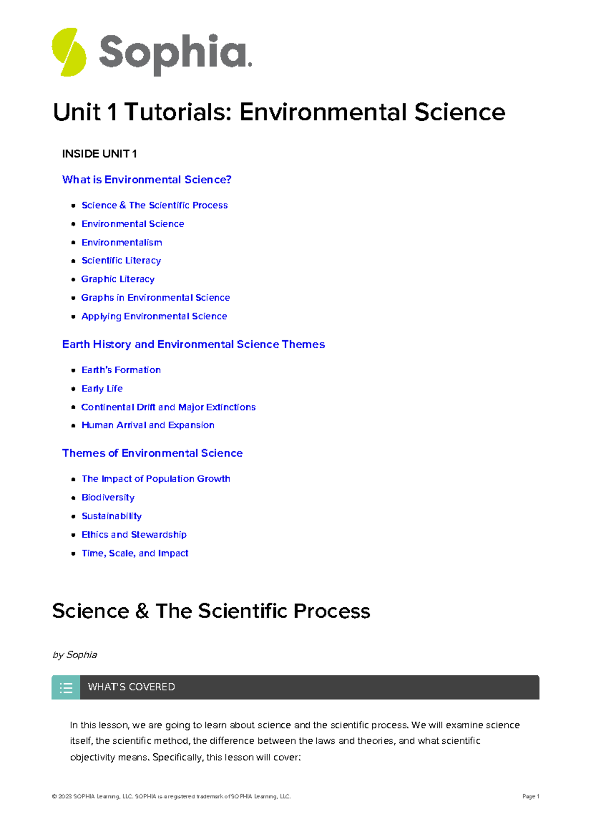 Unit 1 tutorials environmental science - Unit 1 Tutorials ...