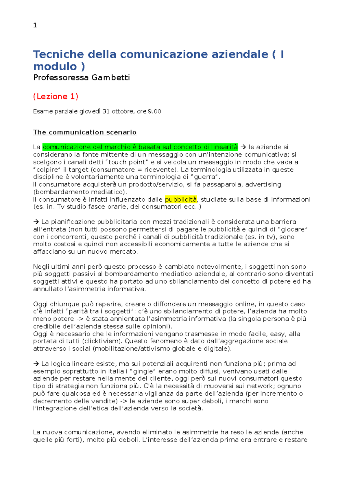 I modulo comunicazione aziendale - Tecniche della comunicazione ...