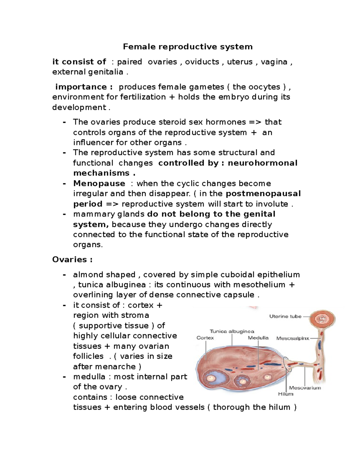 Female reproductive system - importance : produces female gametes ( the ...