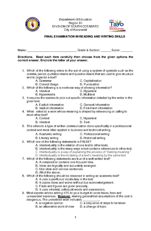 Grade 5 HRG DLL Quarter 1 WEEK1 7 - HOMEROOM GUIDANCE SCHOOL TANZA ...