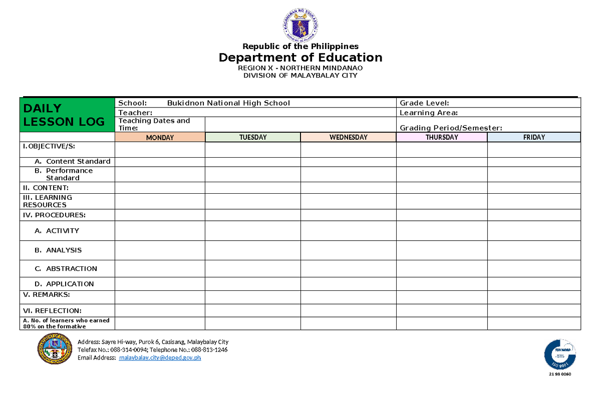 New-DLL-Template - Brief and concise - Republic of the Philippines ...