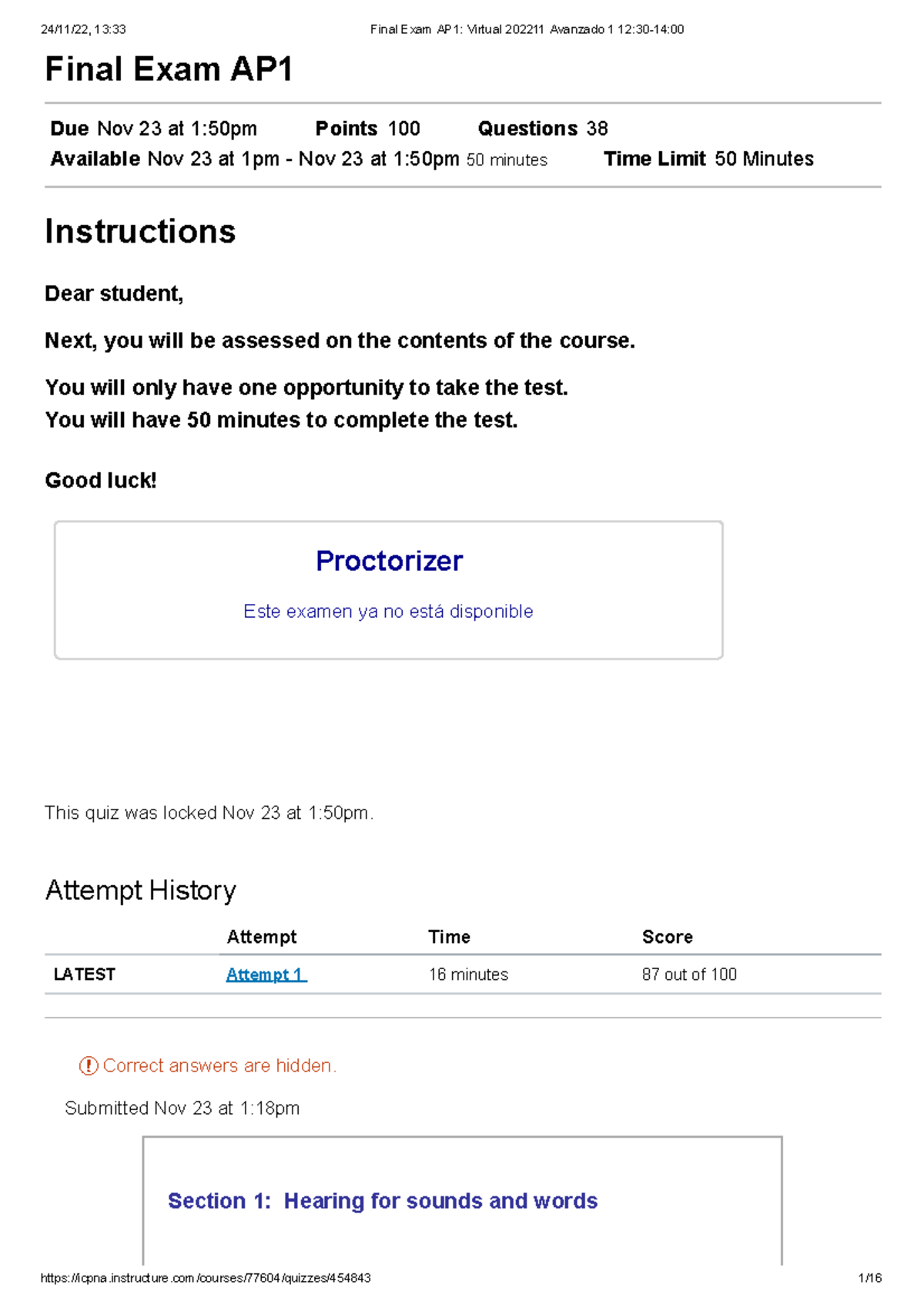 Final Exam AP1 Virtual 23-11-22 D - Final Exam AP Due Nov 23 at 1:50pm ...