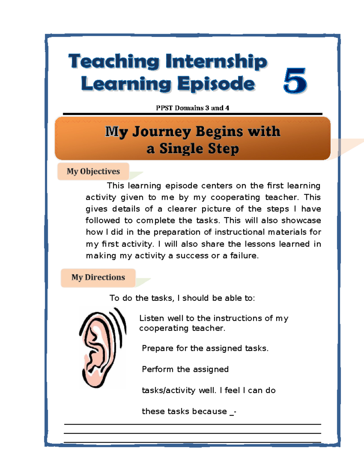 Episode-5 My-Journey-Begins-with-a-Single-Step - PPST Domains 3 and 4 ...