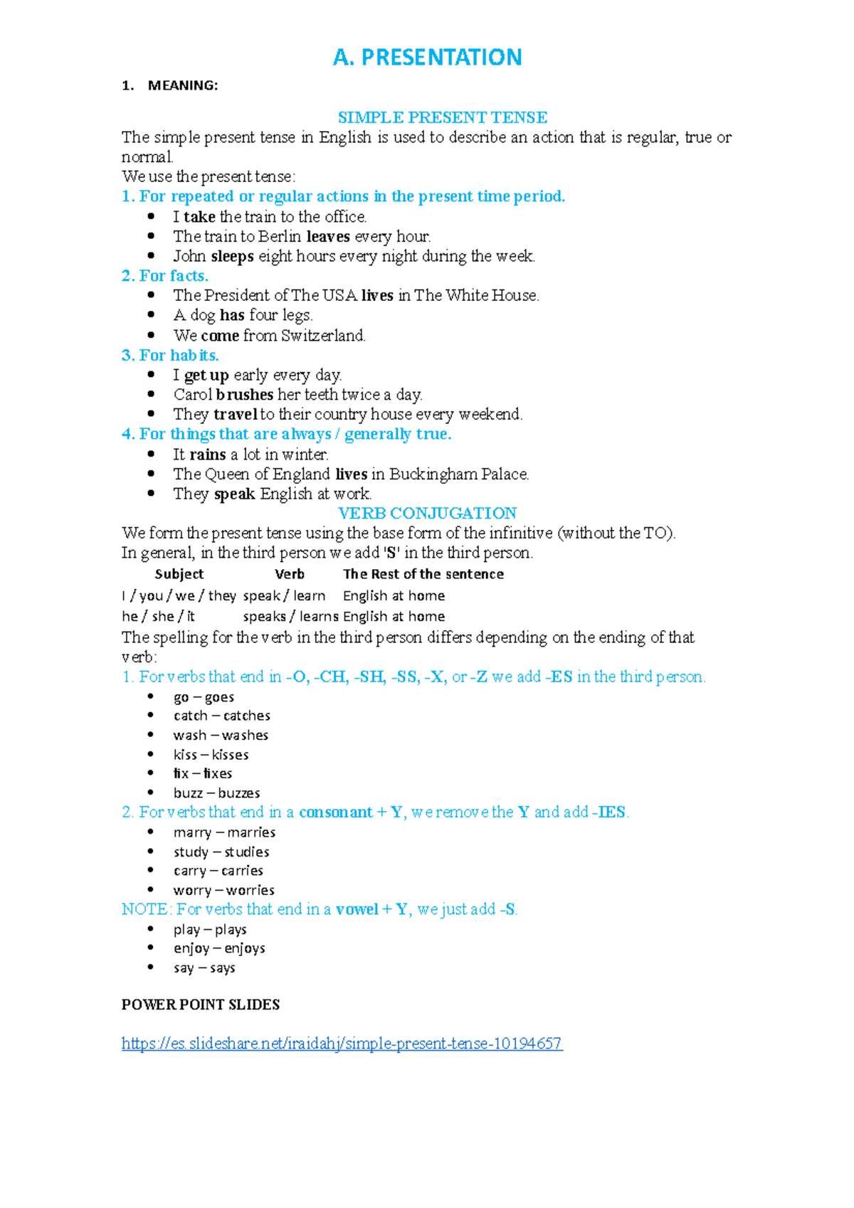 English Class 1 Presentsimple - A. PRESENTATION 1. MEANING: SIMPLE ...