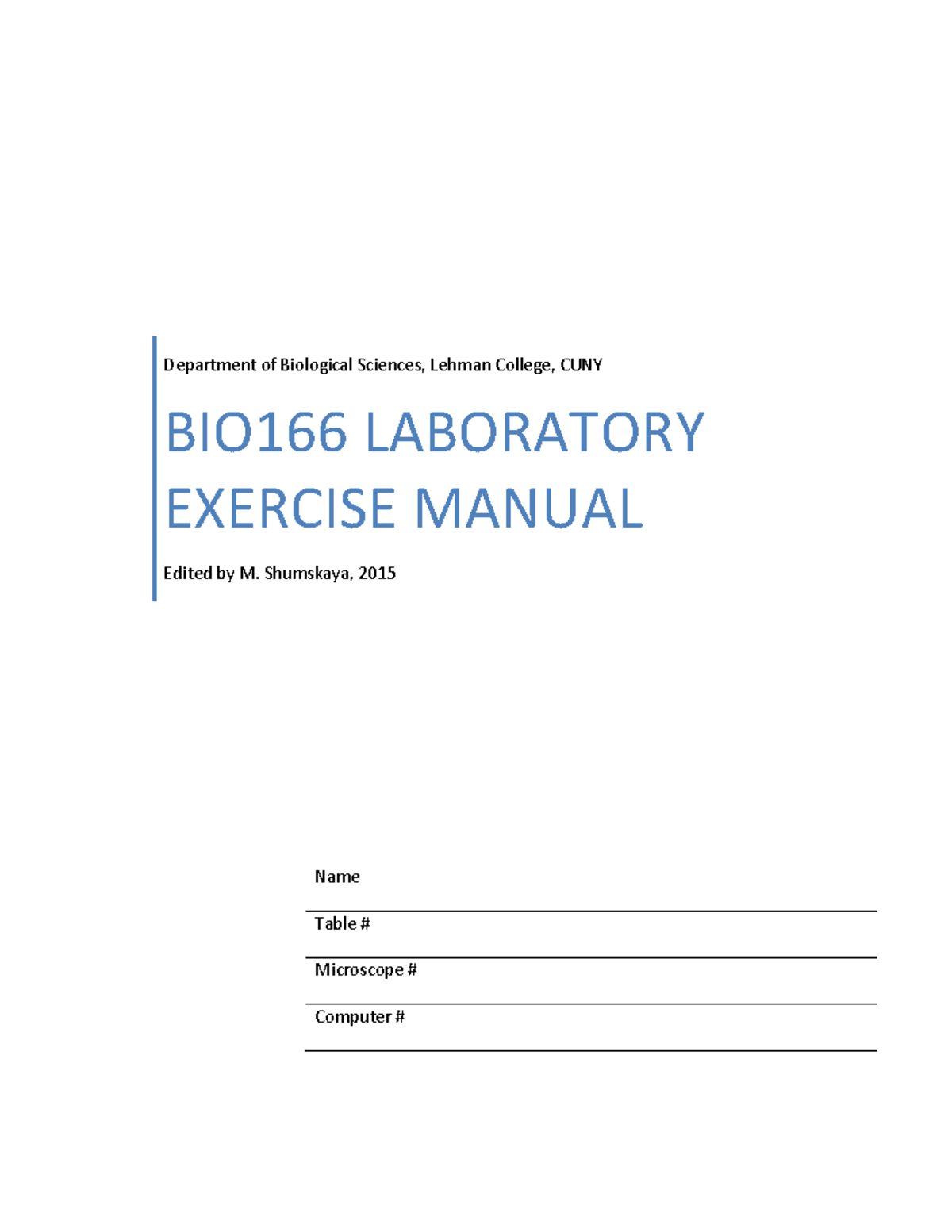 BIO166 Lab exercise manual May 2016 updated - BIO 166 - Warning: TT ...