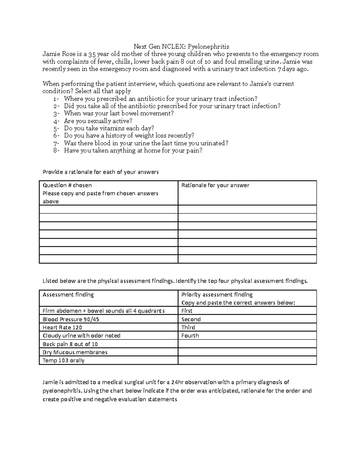Student F22 Pyelo Next Gen Nclex - Next Gen NCLEX: Pyelonephritis Jamie ...