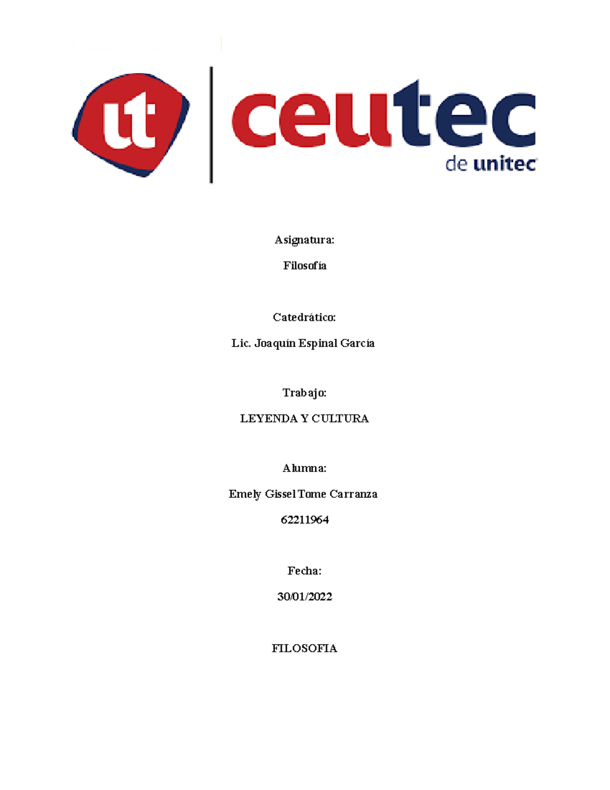 semana 2 filosofia leyenda y cultura - Asignatura: Filosofía ...