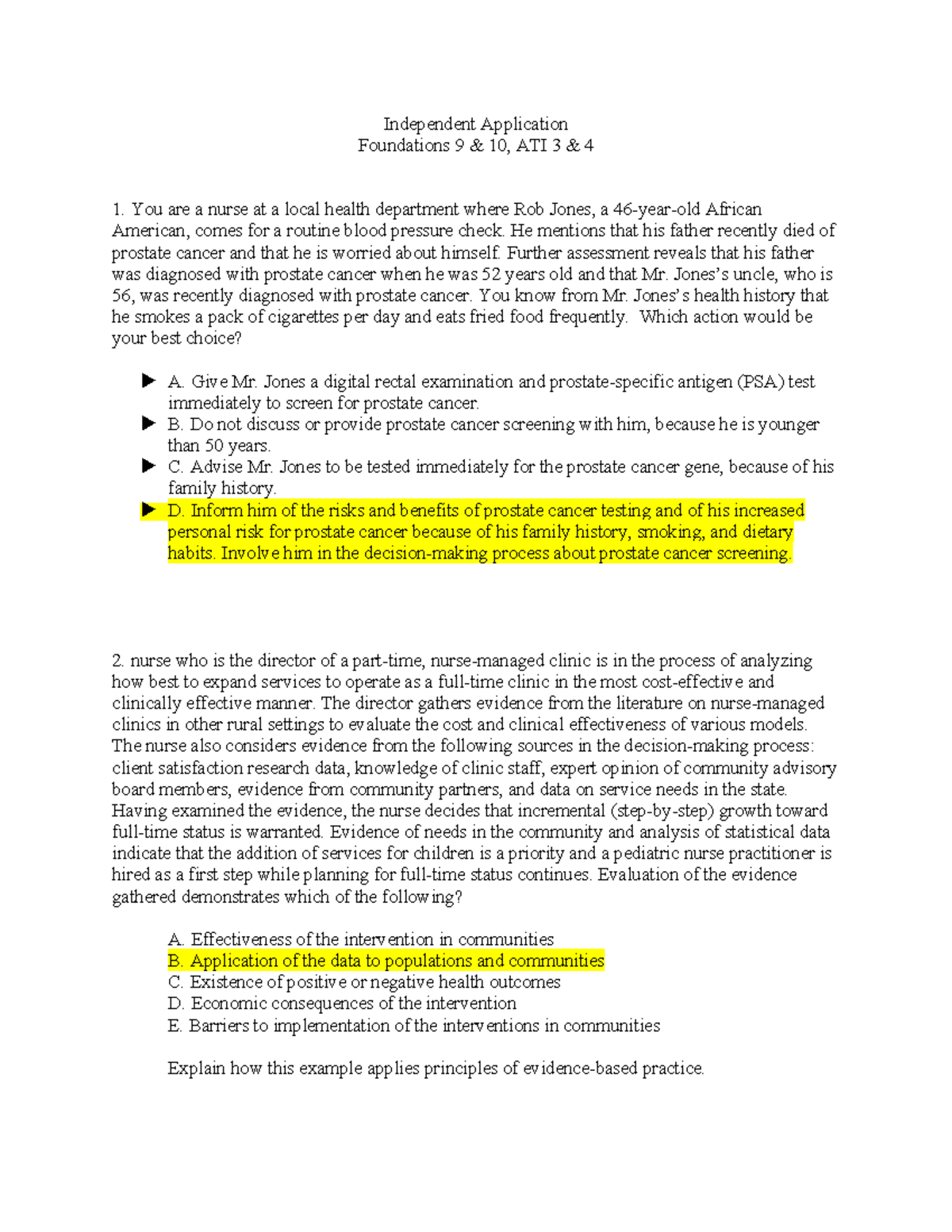 Independent Application foundations 9 10, ATI 3 4 - Independent ...