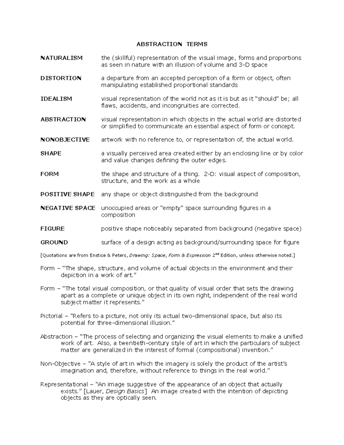 Final - Progressive Abstraction - ABSTRACTION TERMS NATURALISM the ...