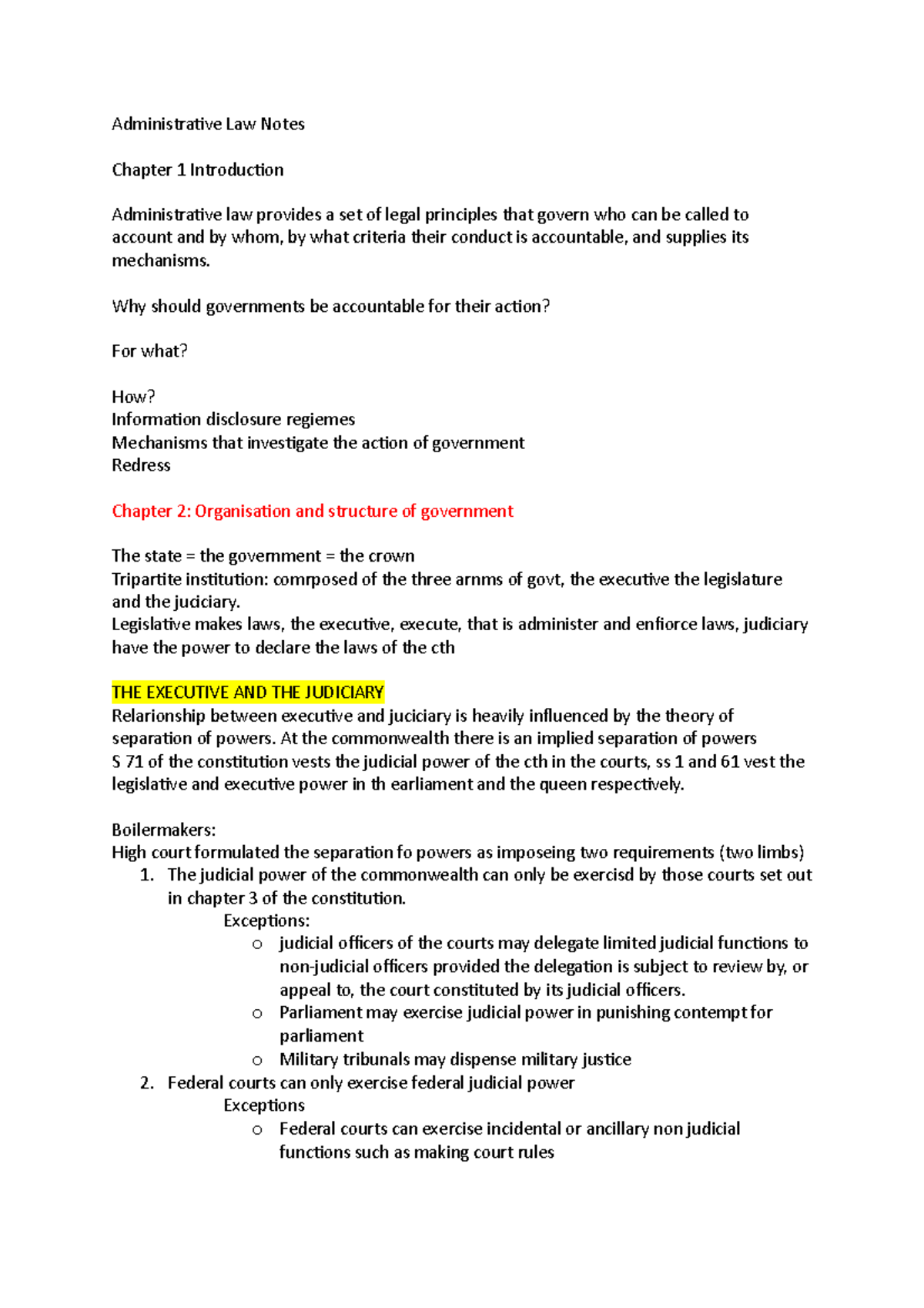 Administrative Law Notes - Administrative Law Notes Chapter 1 ...