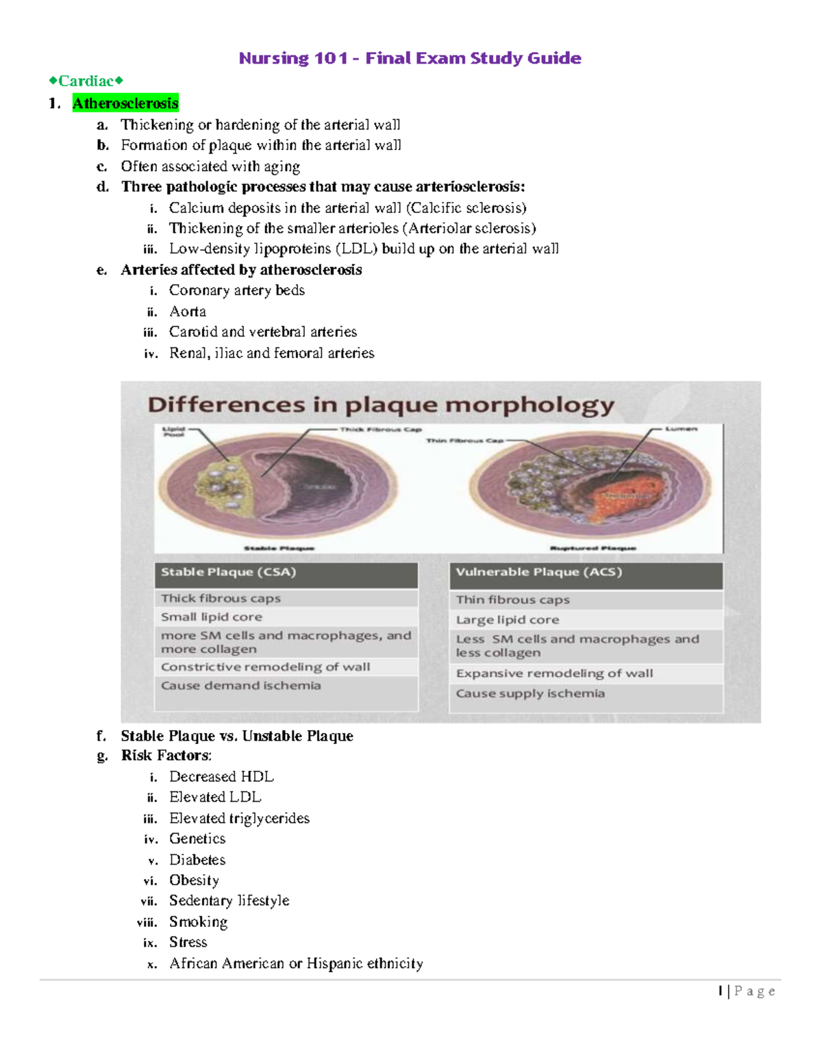 Nursing 101 Final Exam Study Guide.docx - Nursing 101 – Final Exam ...