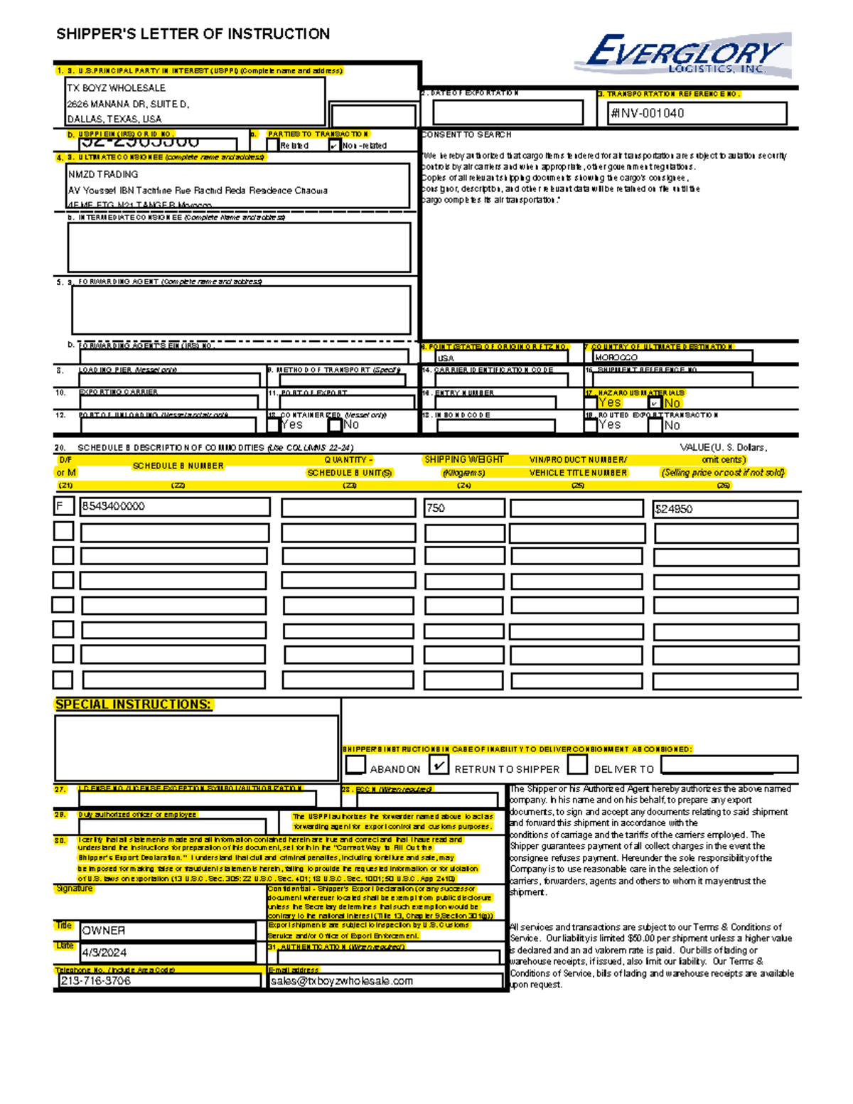 Everglory SLI form - 2019 (1) - 1. a. U.S PARTY IN INTEREST (USPPI ...