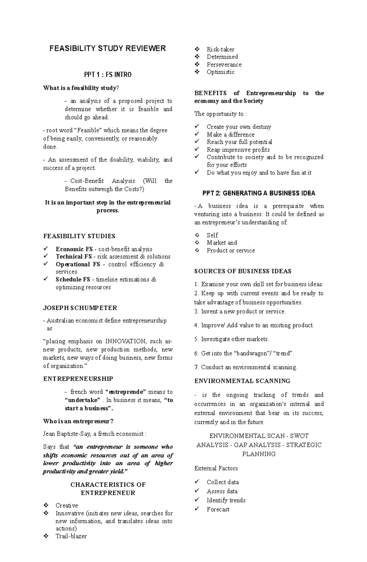 Feasibility Study - FEASIBILITY STUDY REVIEWER PPT 1 : FS INTRO What is ...