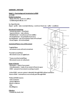 Physiotherapy I Lecture Notes - LECTURE 1: INTRODUCTION TO ...