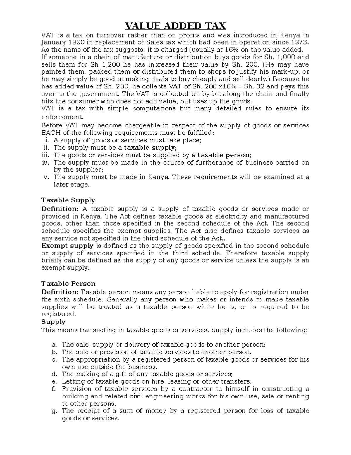 Value Added TAX - VAT Revision Questions - VALUE ADDED TAX VAT is a tax ...