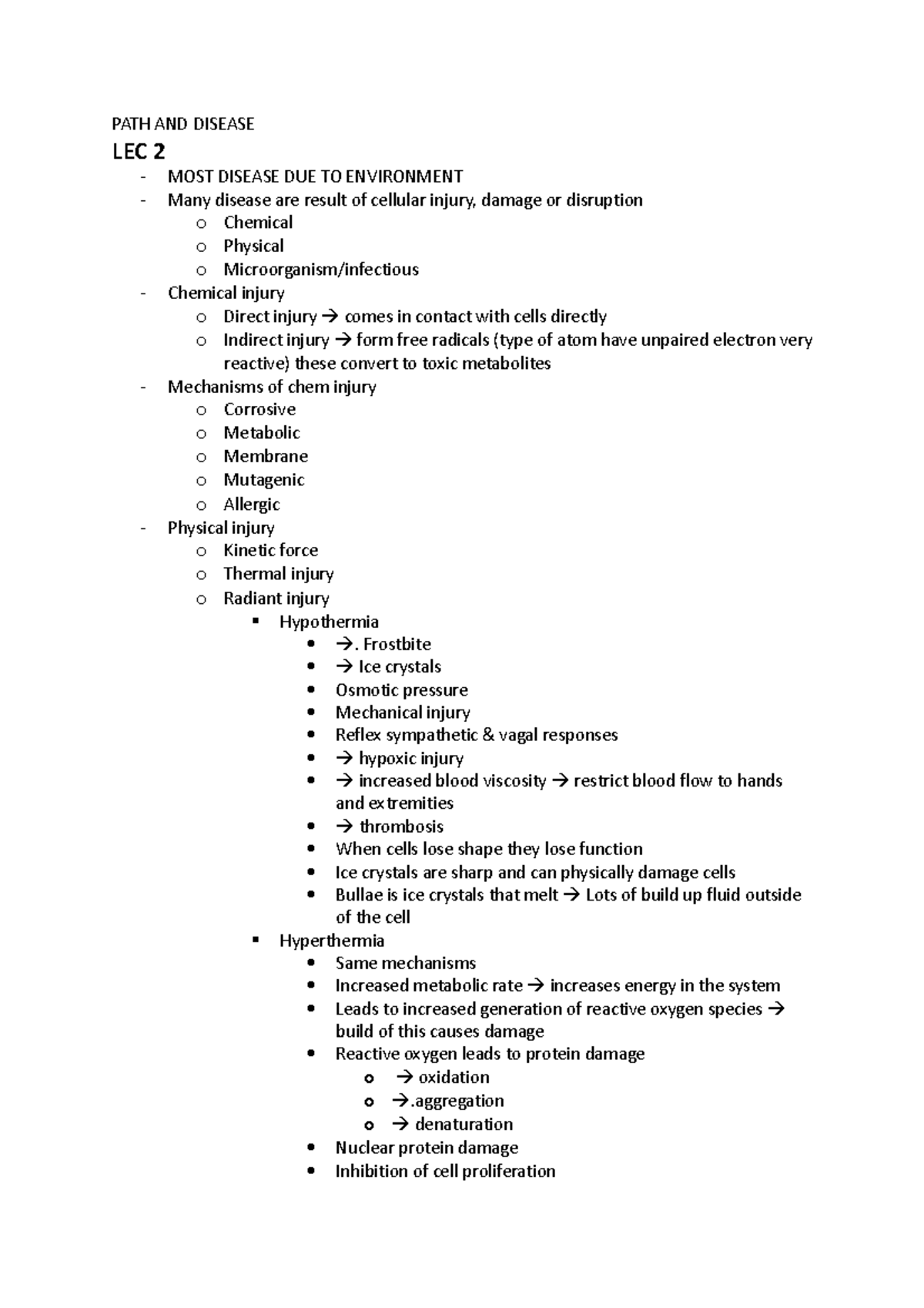 Backup of PATH AND Disease lecture notes - PATH AND DISEASE LEC 2 ...