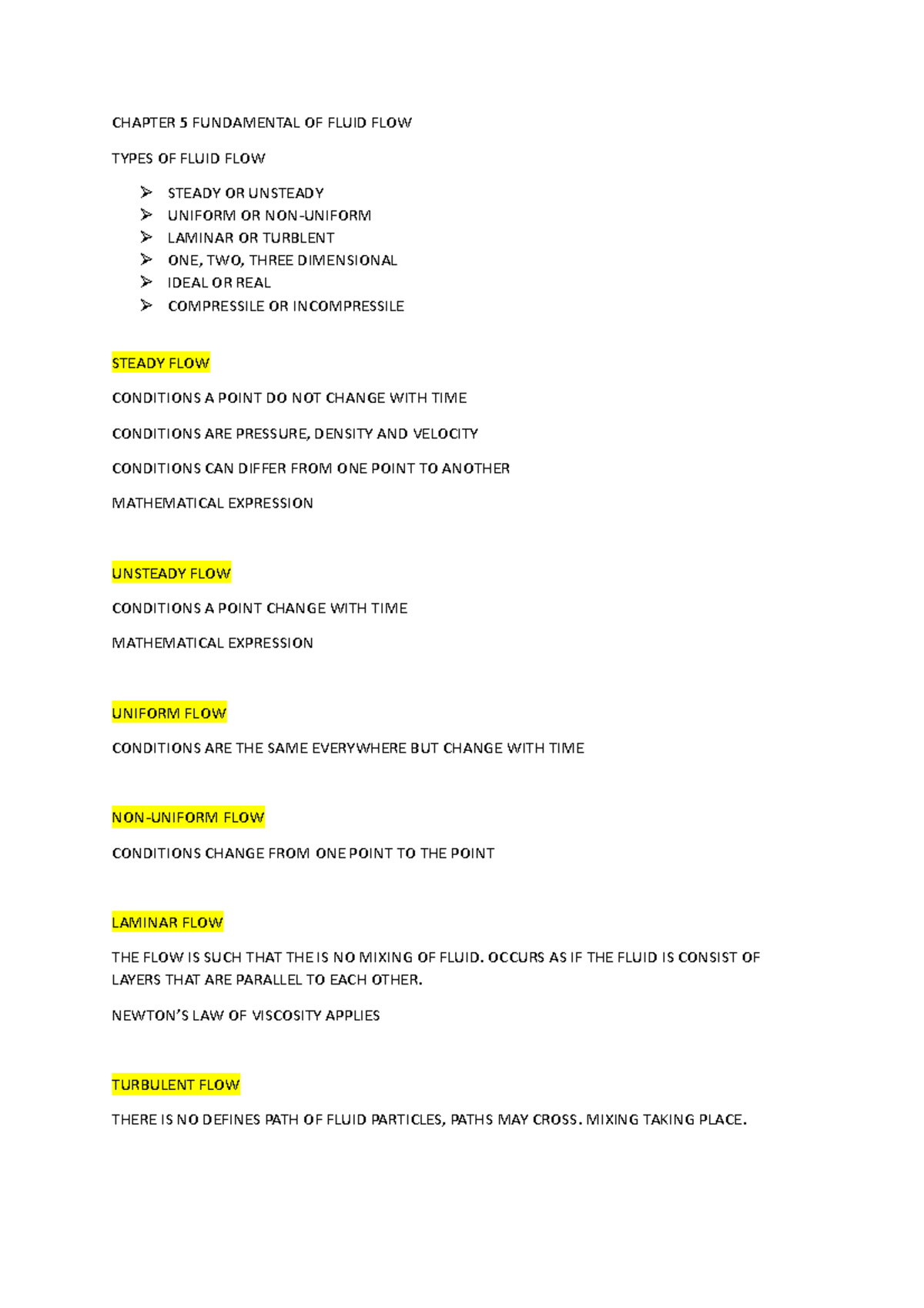 Chapter 5 Fundamental OF Fluid FLOW - CHAPTER 5 FUNDAMENTAL OF FLUID ...