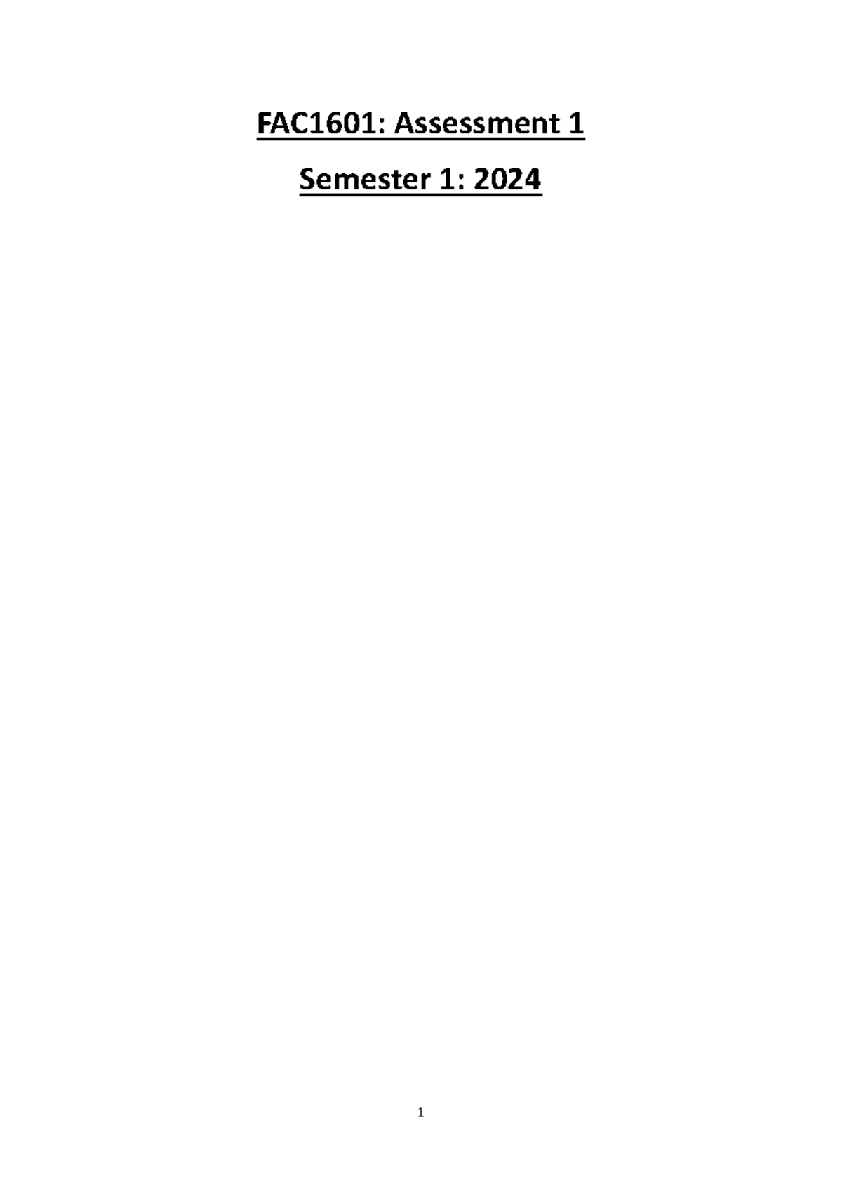 FAC1601 Assessment 1 Solutions - Question 1 Capital: Itani 152 100 ...