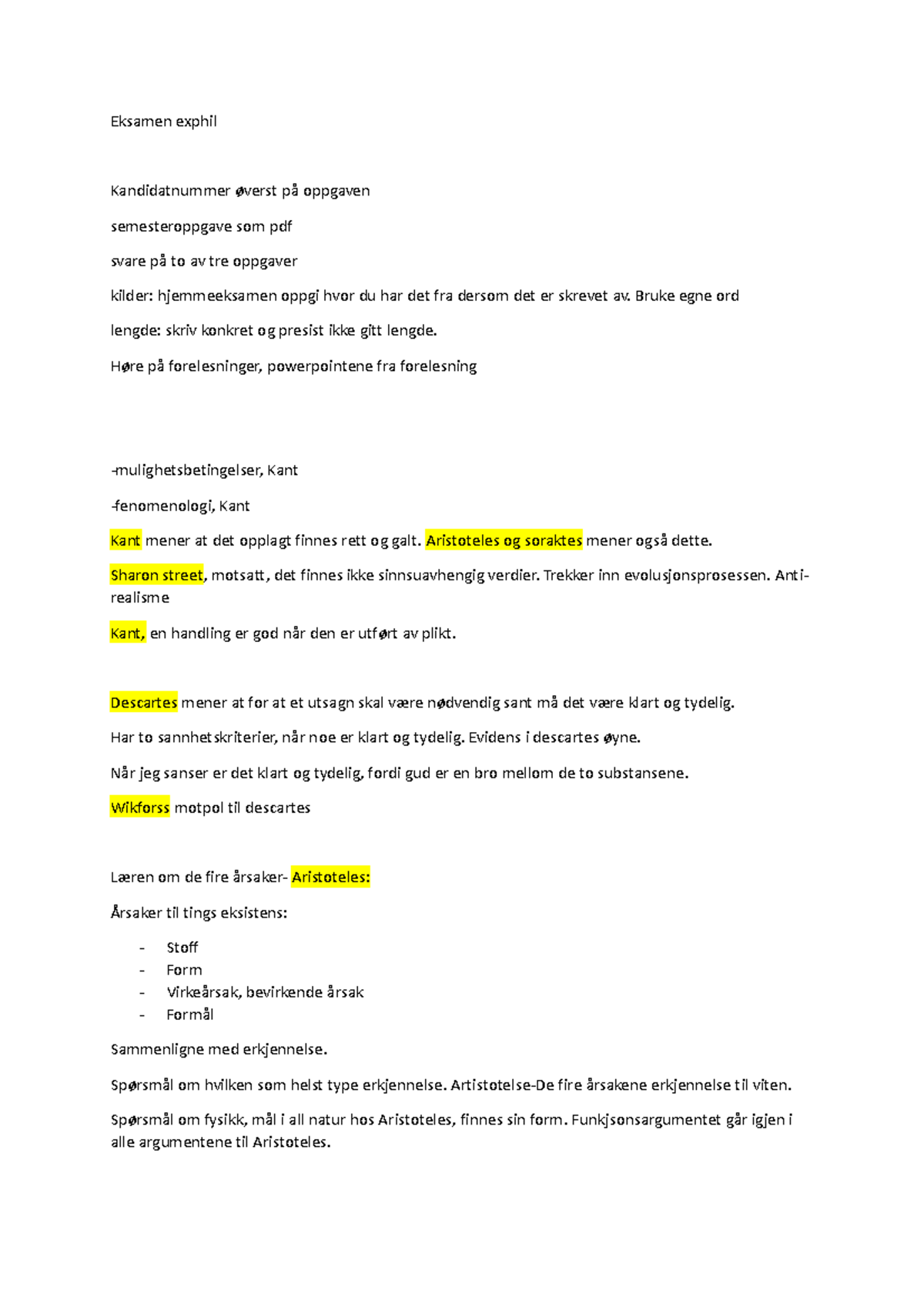 Eksamen-info exphil - forelesning - Eksamen exphil Kandidatnummer øverst på oppgaven ...