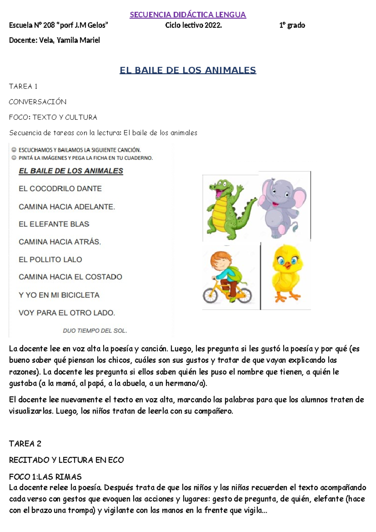 Animales alfabetización - SECUENCIA DIDÁCTICA LENGUA Escuela N° 208 ...