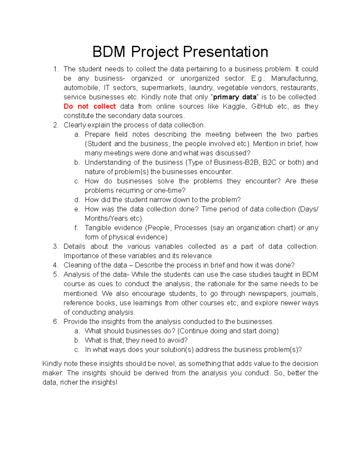 BDM Project Lifecycle - BDM Project Presentation The student needs to ...