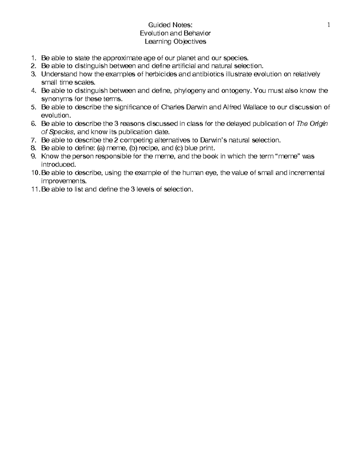3-Evolution Guided Notes - Guided Notes: Evolution and Behavior ...
