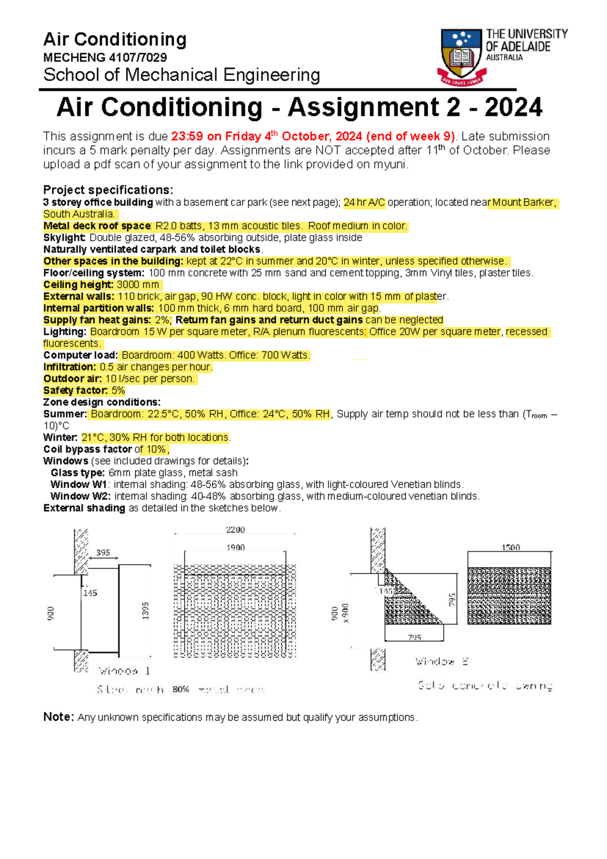 AC Assignment 2 2024 - Air Conditioning MECHENG 4107/ School of Mechanical Engineering Air - Studocu