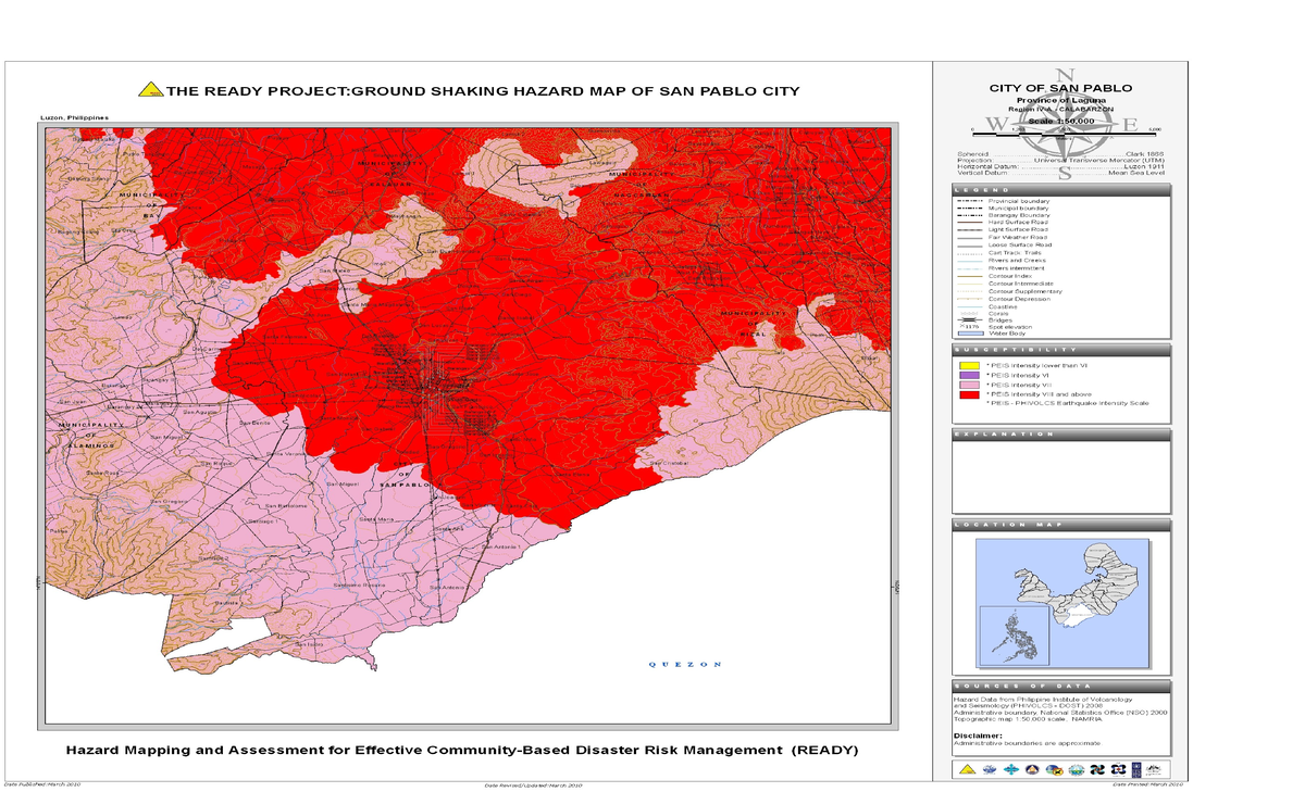 Hazard Map of San Pablo City - N E READY PROJECT:GROUND SHAKING HAZARD ...