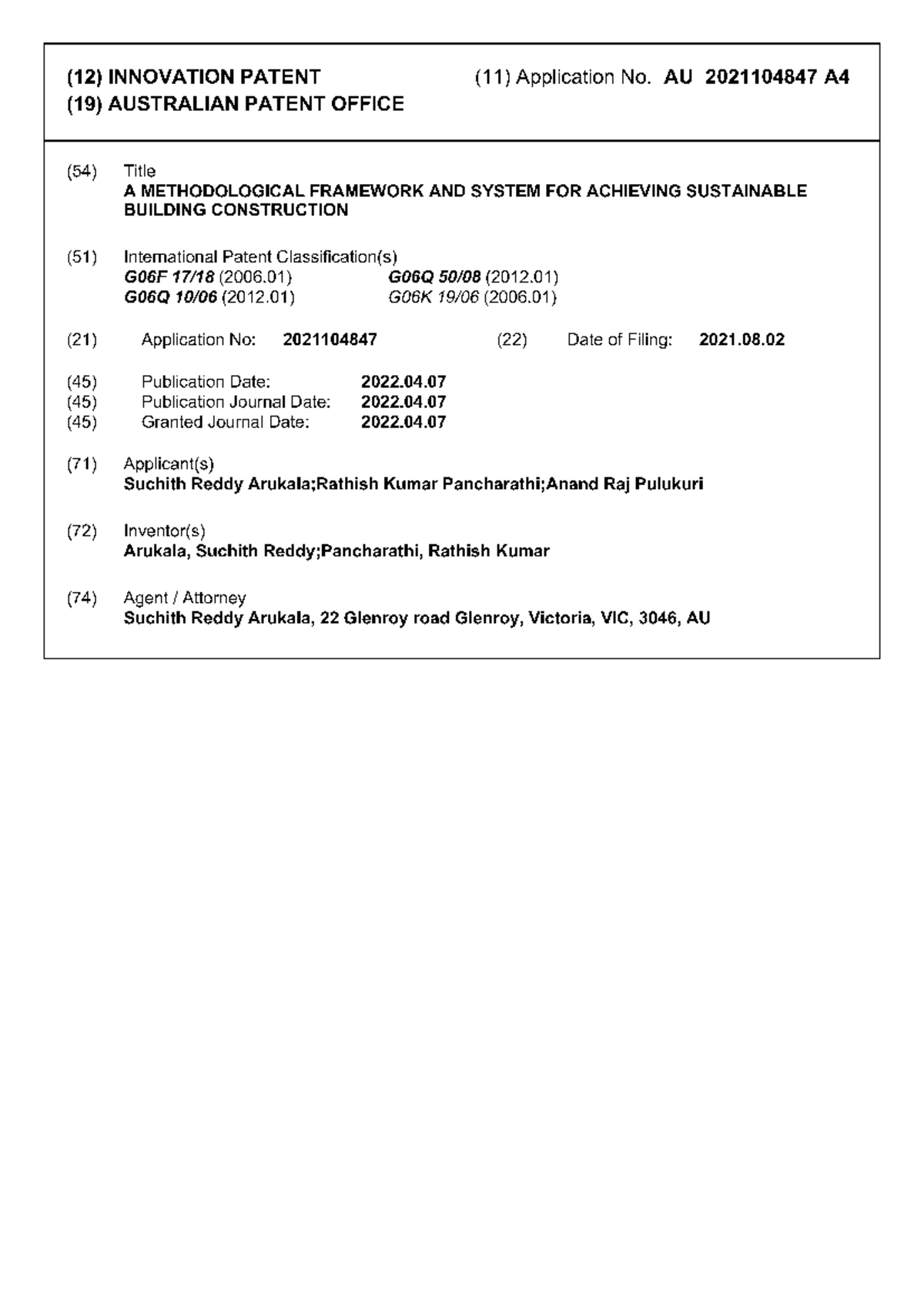 SMGB CP 24-25 Final - Course patent - (12) INNOVATION PATENT (11 ...