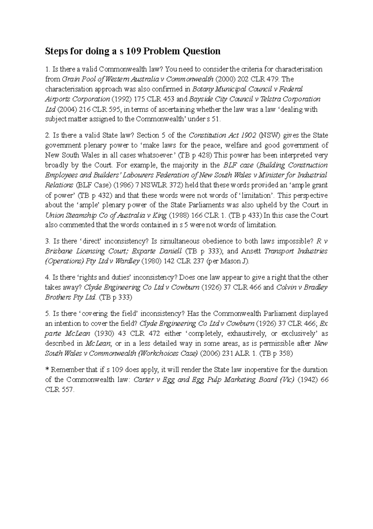 Steps for doing a s 109 Problem Question - Steps for doing a s 109 ...