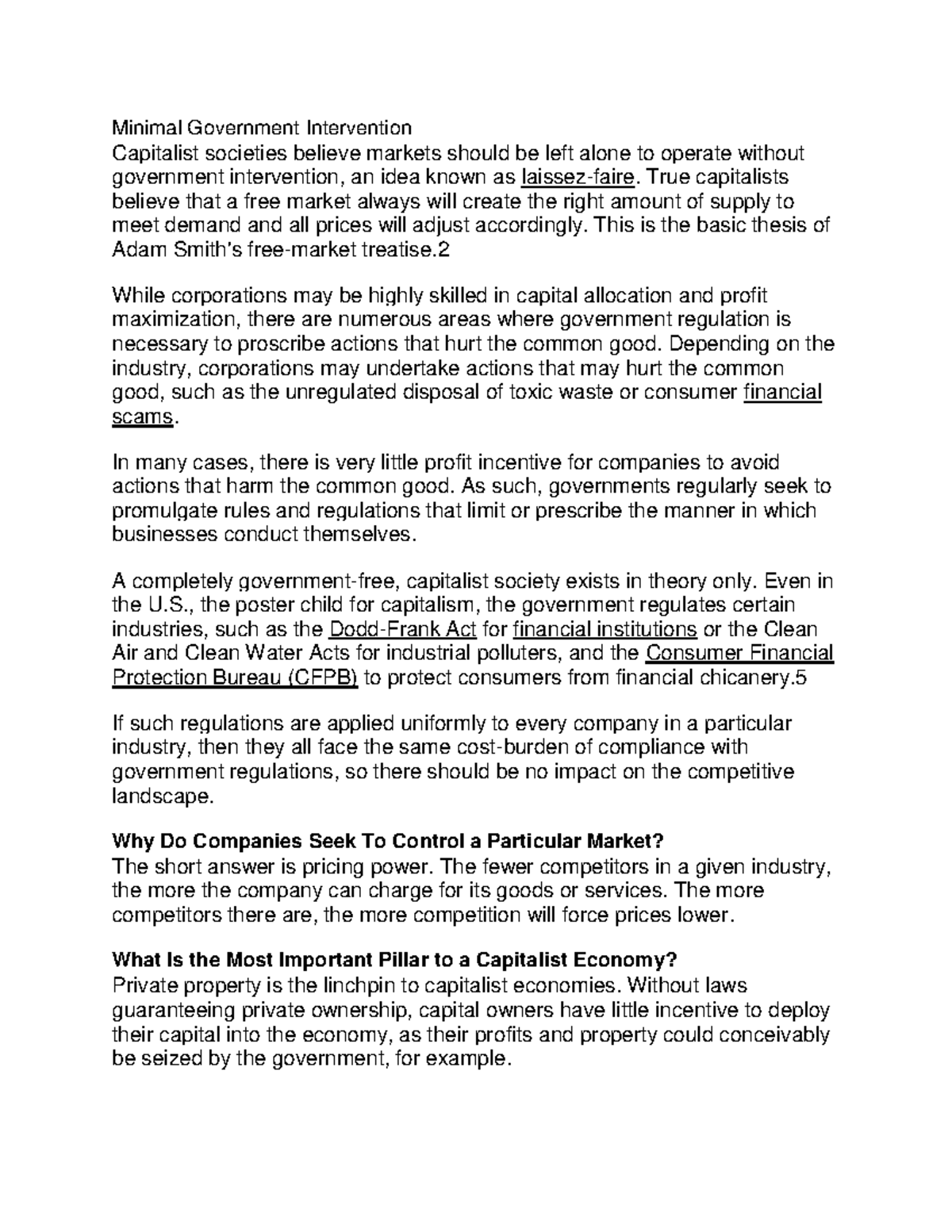 Minimal Government Intervention - Minimal Government Intervention ...