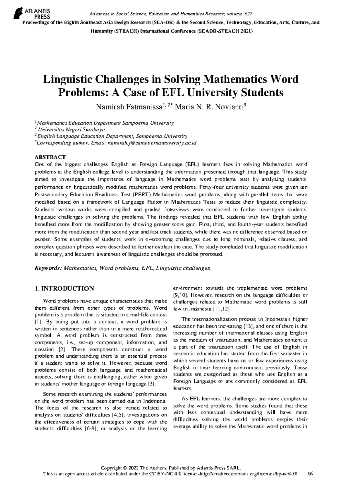 Linguistic Challenges in Solving Mathema - R. Novianti 3 1 Mathematics ...