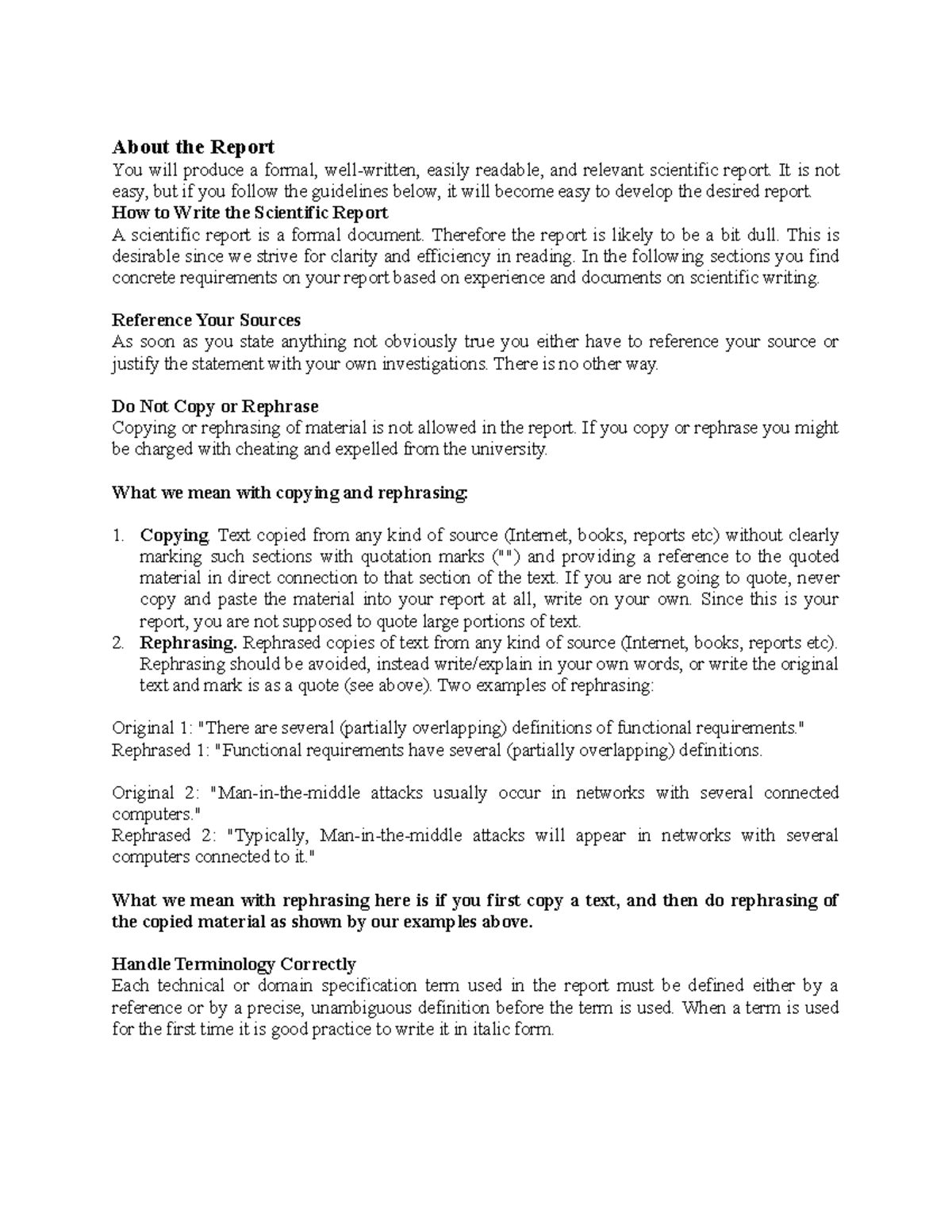 Writing guidelines updated for Computer Networks (CS-312) Assignments - About the Report You ...