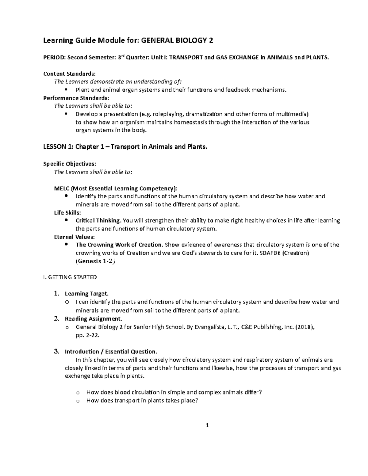 3QL1Chap 1(Transport in Animals and Plants) - Learning Guide Module for ...