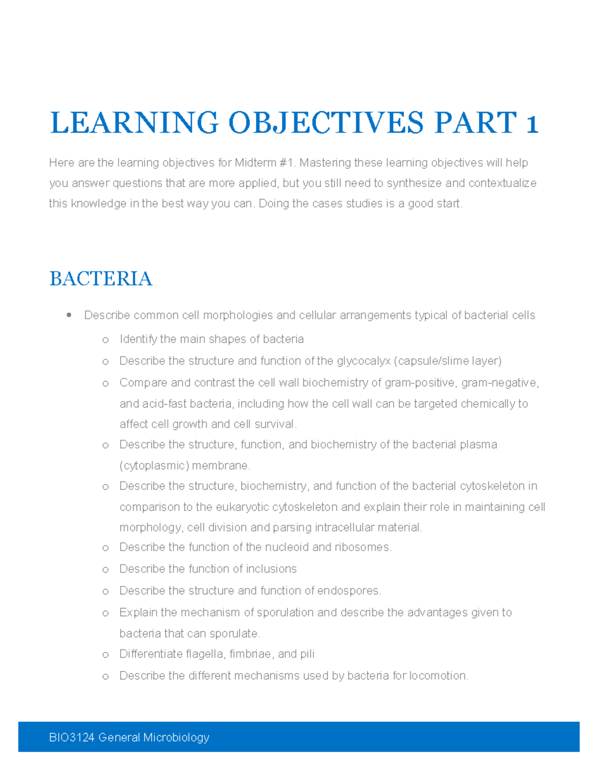 Learning objectives 2023 module 1 - LEARNING OBJECTIVES PART 1 Here are ...