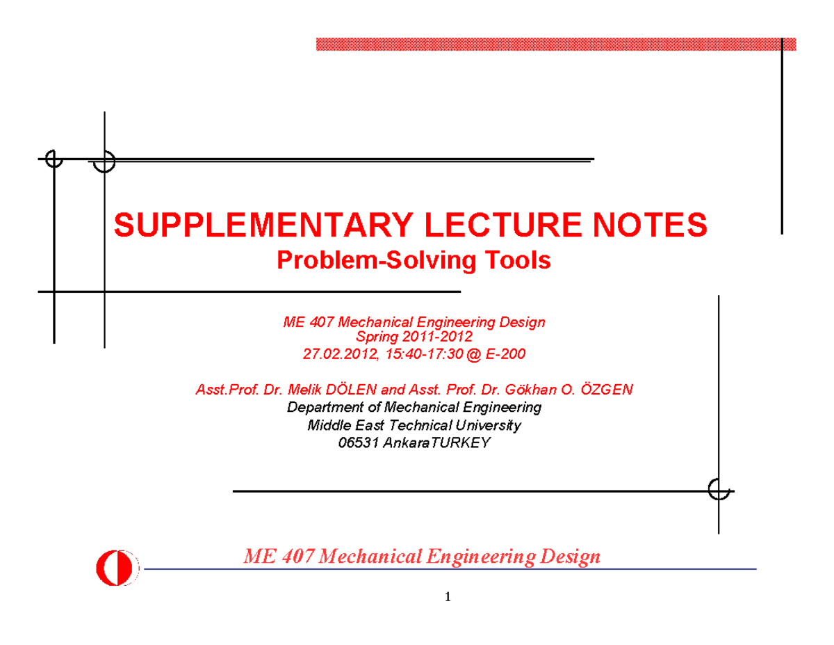 07-Supplementary Material Problem Solving Tools v1 - ME 407 Mechanical ...