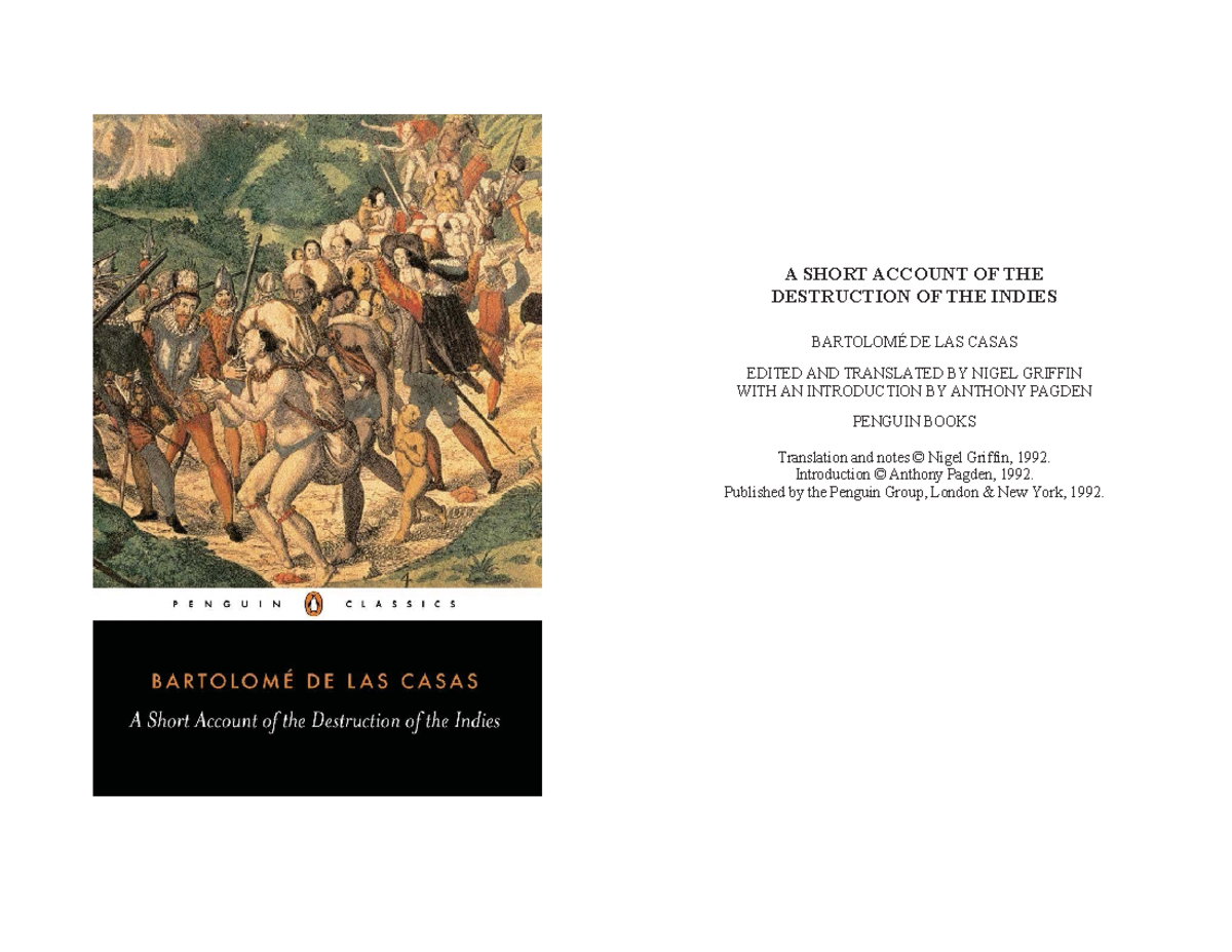 Casas, Bartolome de las - Short Account (1992, excerpts)-3 - A SHORT ...