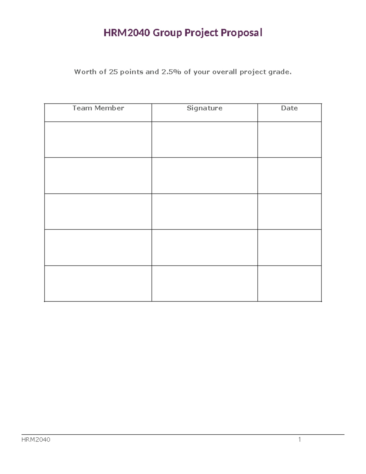 HRM2040-Project-Proposal 2024 - HRM2040 Group Project Proposal Worth of ...