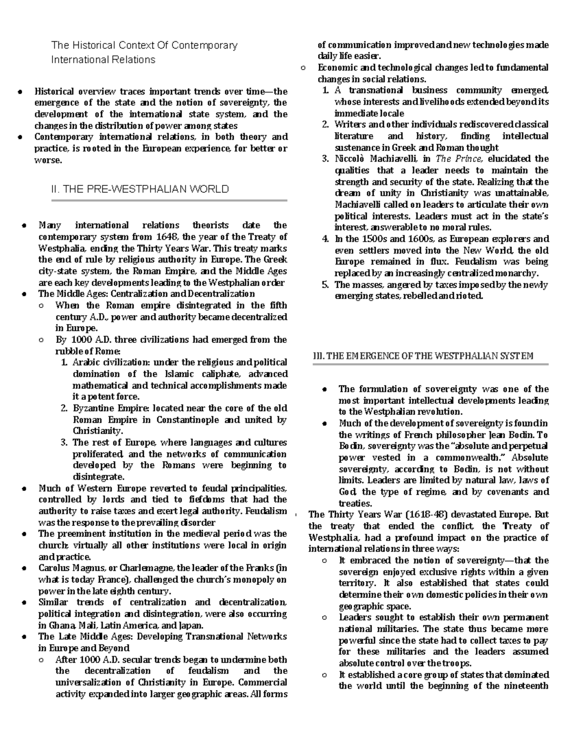 International Relations - The Historical Context Of Contemporary ...