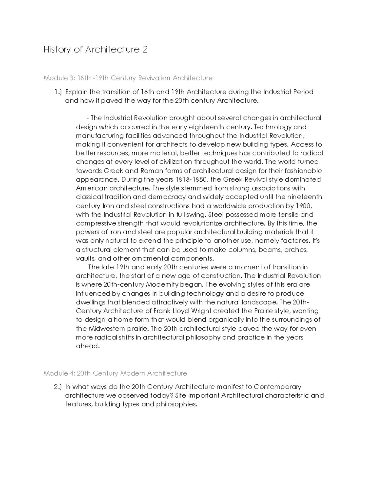 History of Architecture 2 Essay I - History of Architecture 2 Module 3 ...