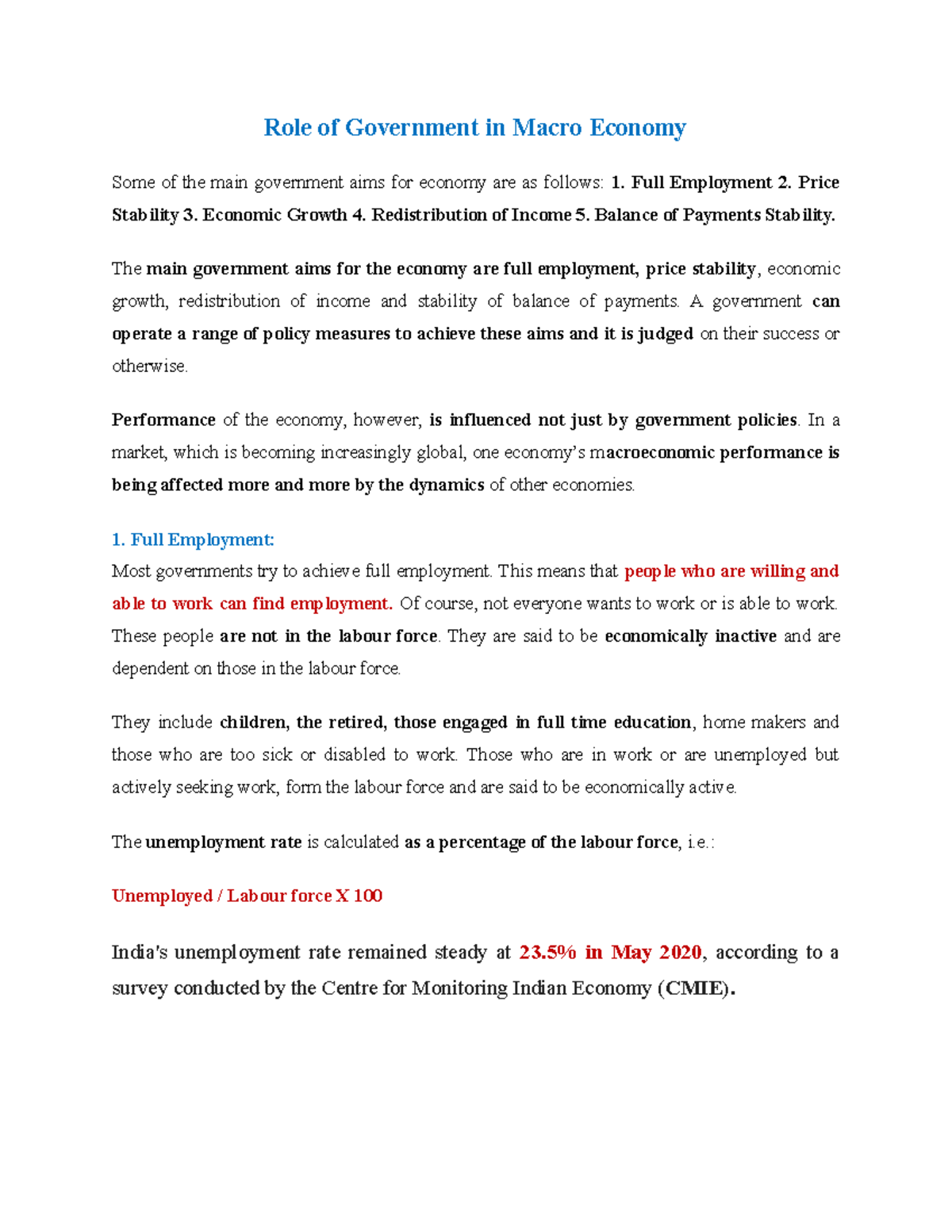 3 Role of Govt in Macro Economy - Role of Government in Macro Economy ...