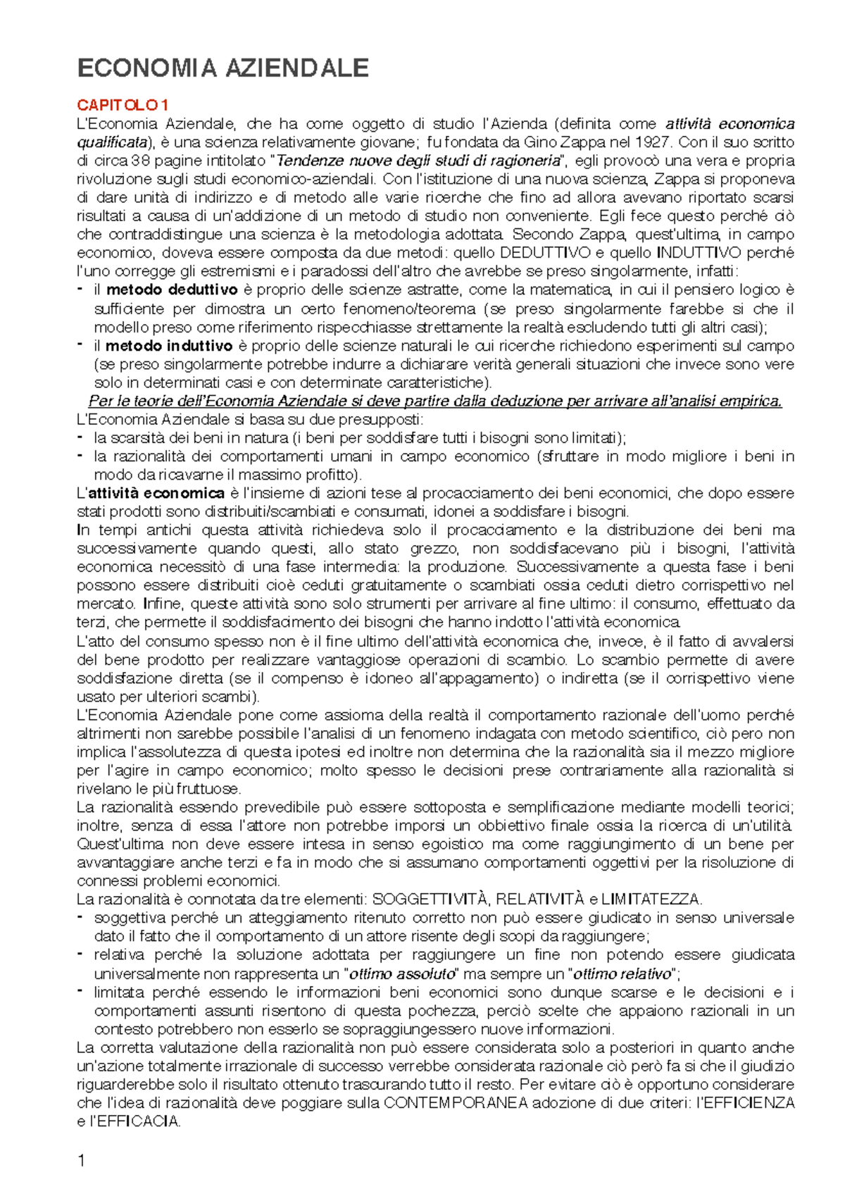 Riassunto libro di Economia Aziendale (Angela Broglia Guiggi - Corrado ...