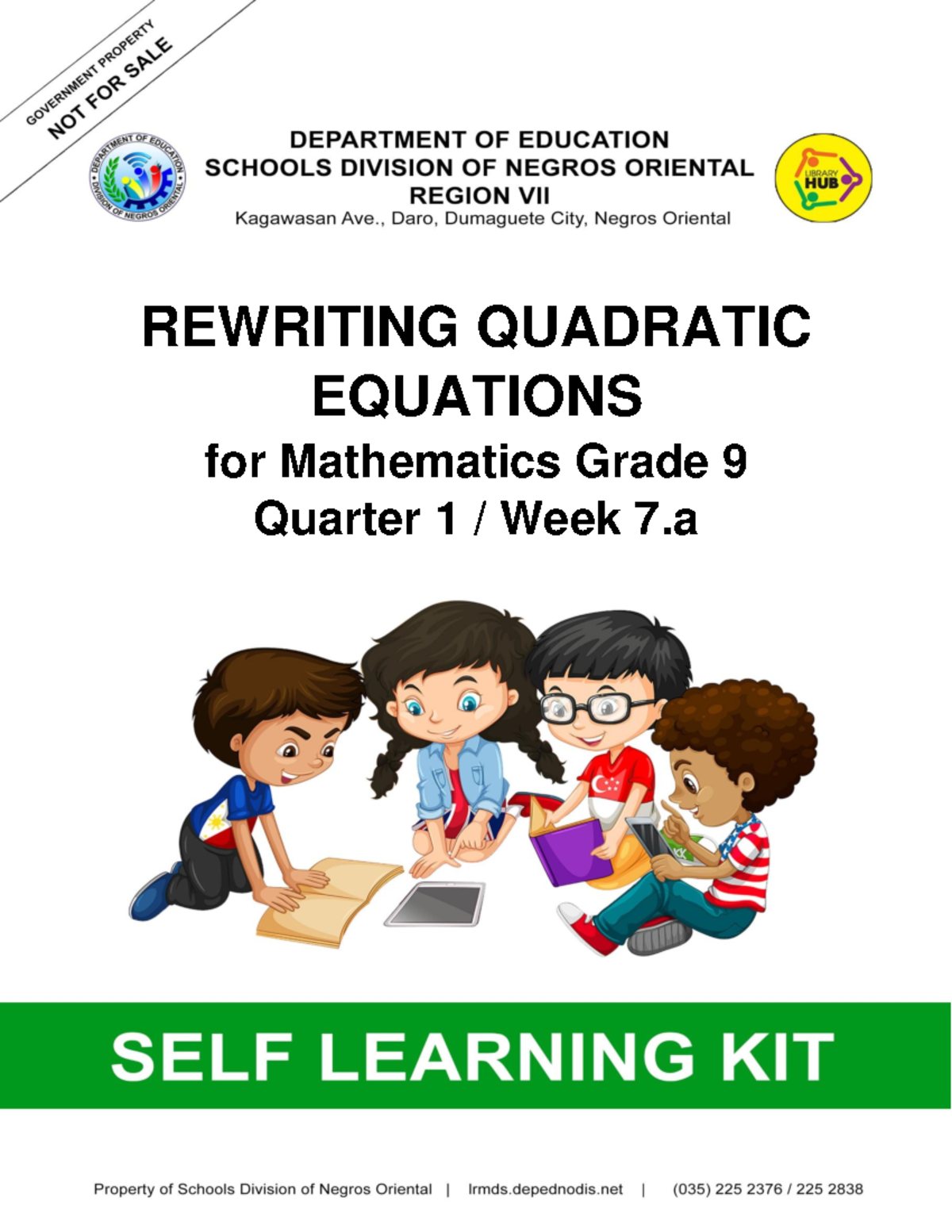 MATH9Q1-WK7 - Math 10 quarter 3 - REWRITING QUADRATIC EQUATIONS for ...